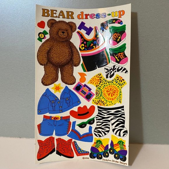 Sandylion | Other | Vintage Sandylion Stickers Bear Dressup Activity Sheet | Poshmark